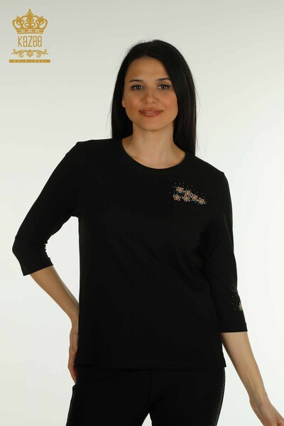 Wholesale Women's Blouse - Stone Embroidered - Ecru - 79057 | KAZEE